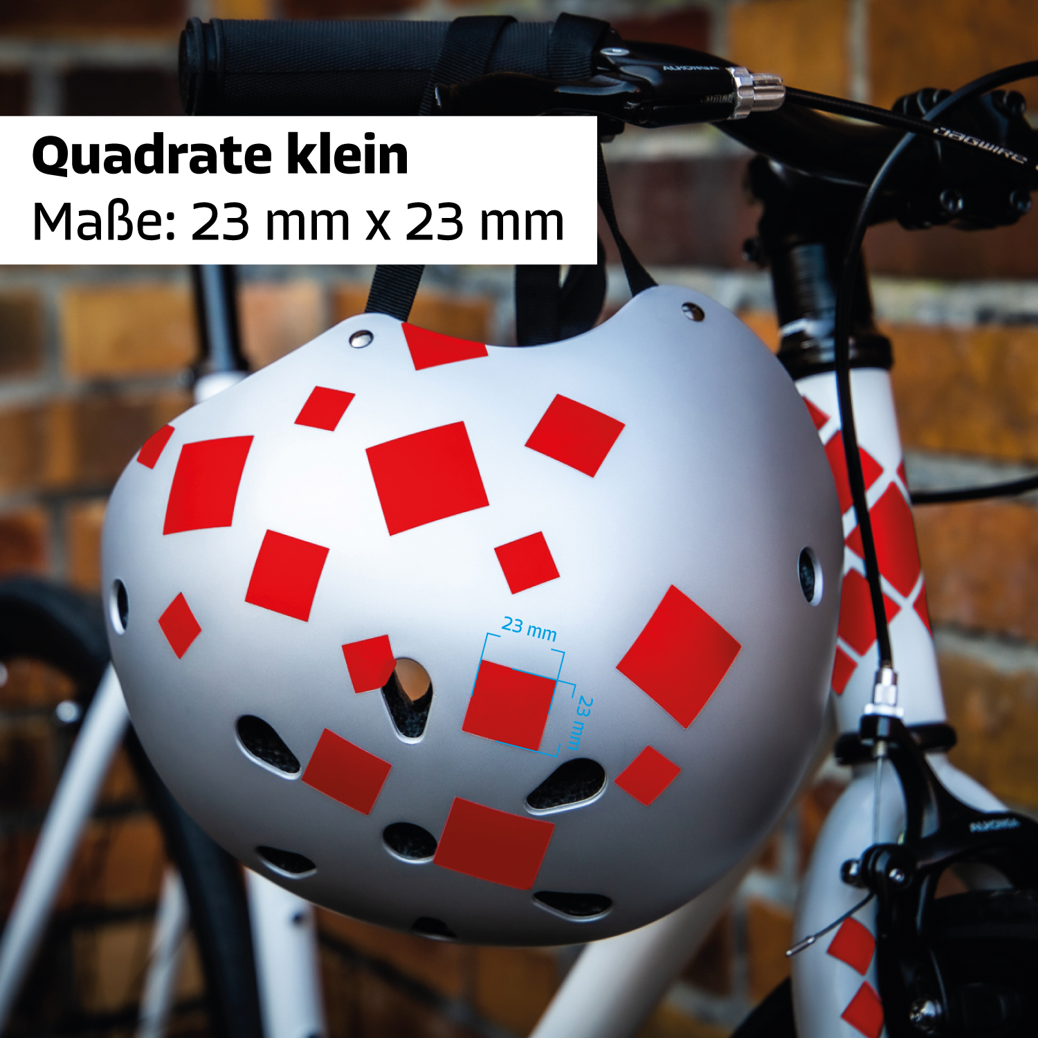 Fahrrad Aufkleber mit Quadrate klein rot von Farbviereck® jetzt kaufen